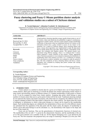 Fuzzy clustering and fuzzy c-means partition cluster analysis and validation studies on a subset ...