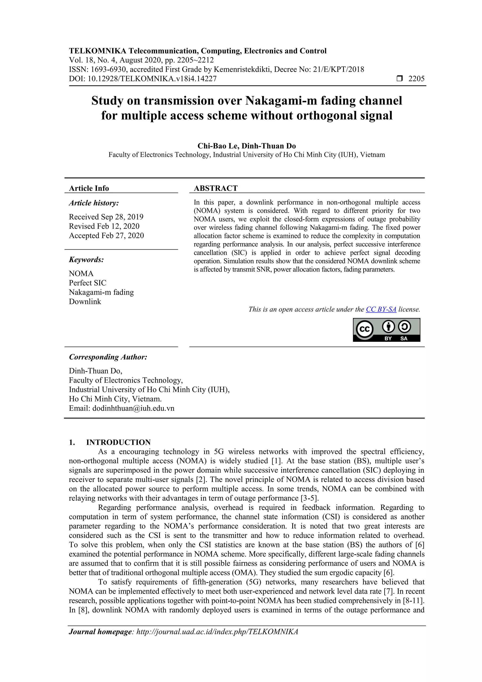 Study on transmission over Nakagami-m fading channel for multiple ...
