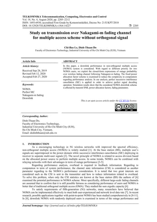 Study on transmission over Nakagami-m fading channel for multiple ...