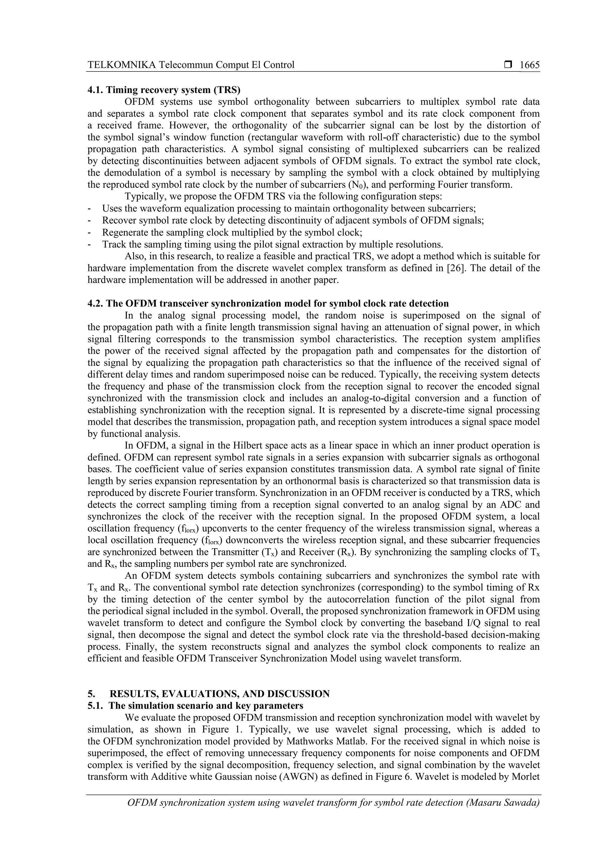 OFDM synchronization system using wavelet transform for symbol rate detection | PDF