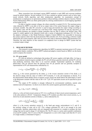 MPPT control of PV array based on PSO and adaptive controller | PDF