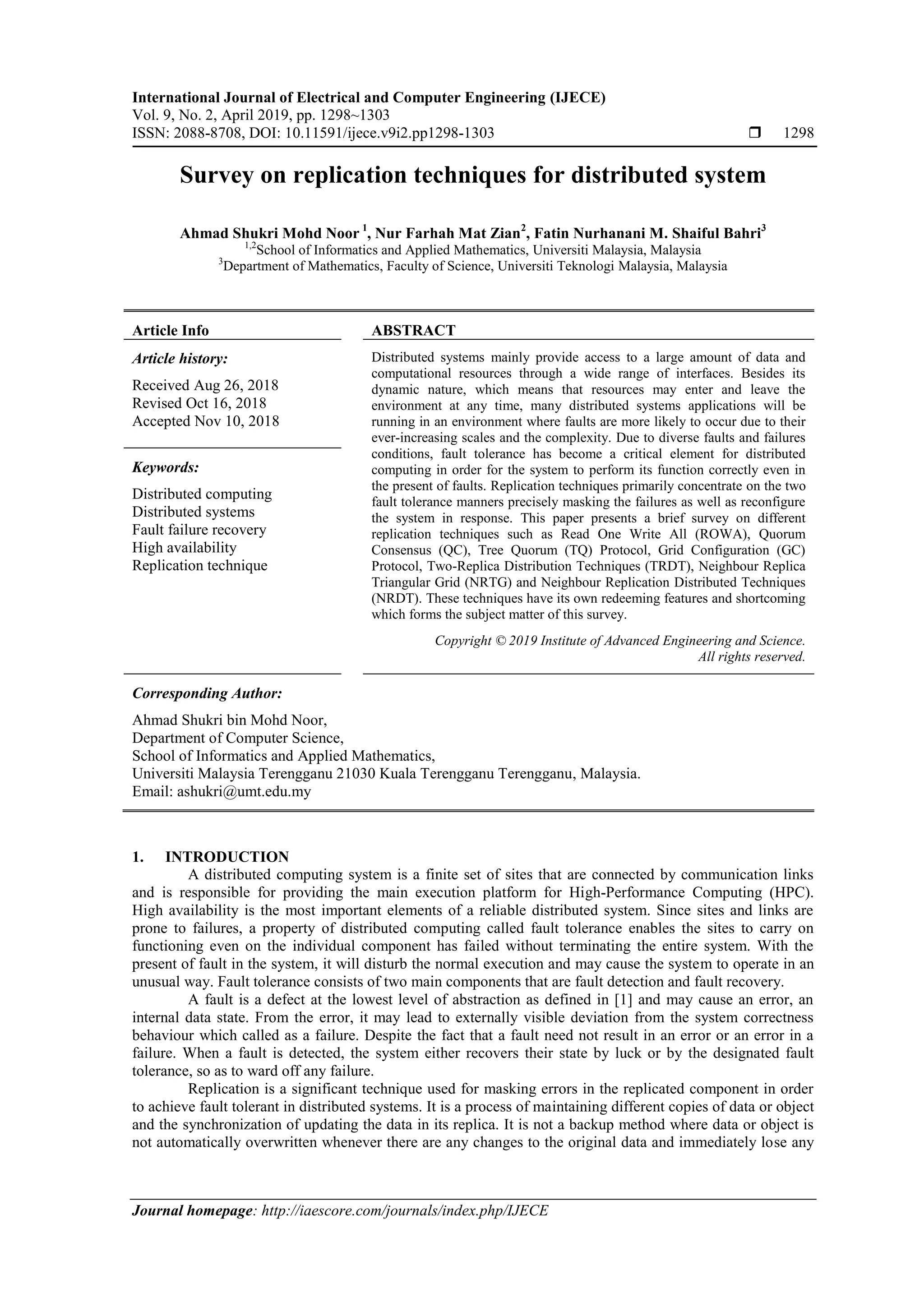 Survey on replication techniques for distributed system | PDF | Computer Software and ...