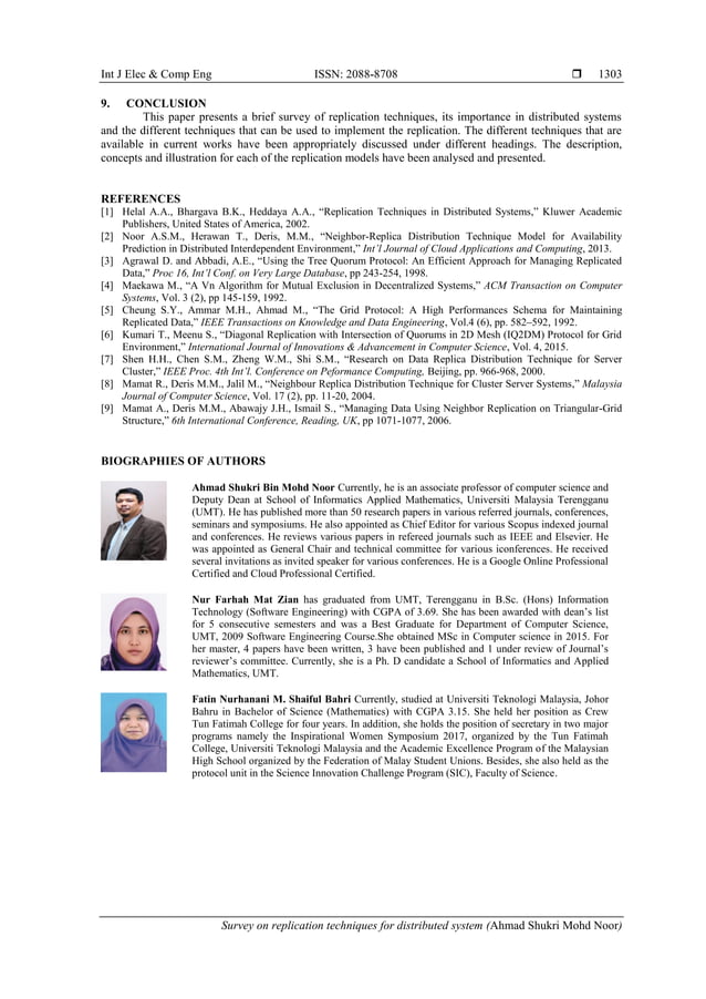 Survey On Replication Techniques For Distributed System Pdf Computer Software And