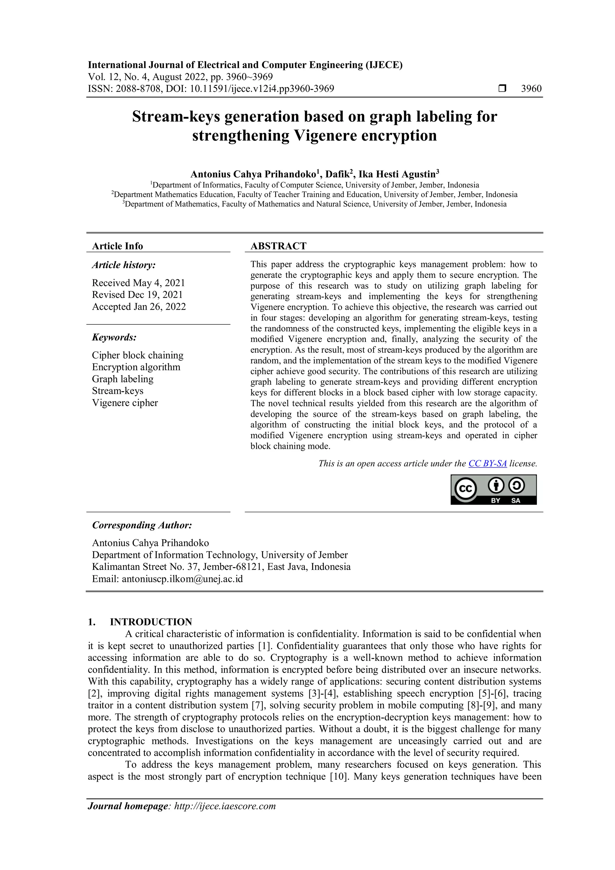 Stream-keys generation based on graph labeling for strengthening Vigenere encryption | PDF ...