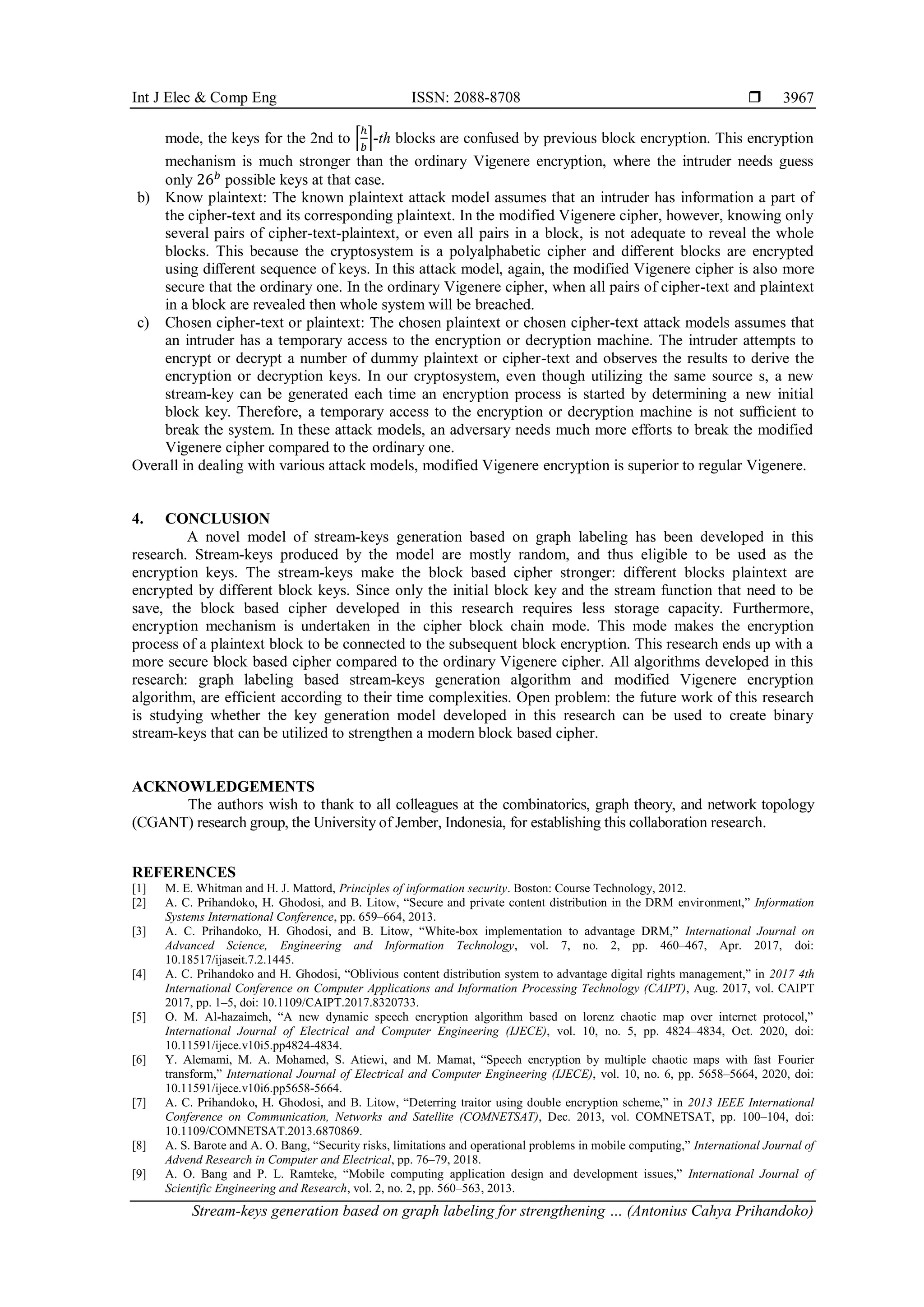 Stream-keys generation based on graph labeling for strengthening Vigenere encryption | PDF ...