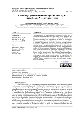 Stream-keys generation based on graph labeling for strengthening Vigenere encryption | PDF ...
