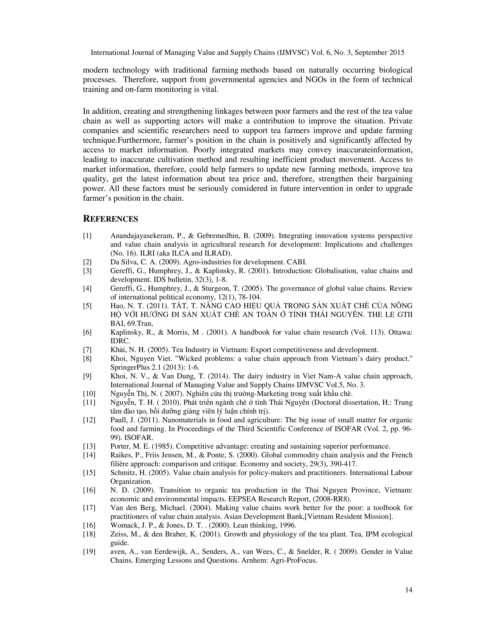 VIETNAM TEA INDUSTRY: AN ANALYSIS FROM VALUE CHAIN APPROACH | PDF