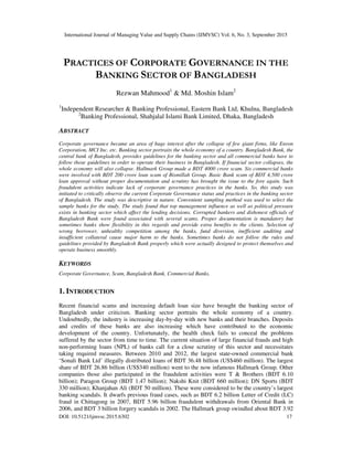 PRACTICES OF CORPORATE GOVERNANCE IN THE BANKING SECTOR OF BANGLADESH | PDF