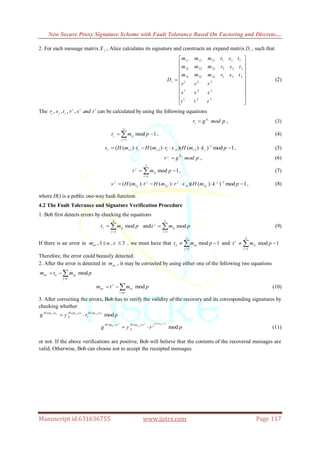 New Secure Proxy Signature Scheme with Fault Tolerance Based On Factoring and Discrete Logarithm ...