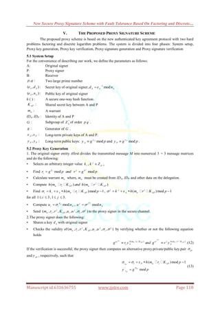 New Secure Proxy Signature Scheme with Fault Tolerance Based On Factoring and Discrete Logarithm ...