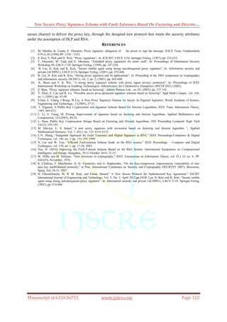 New Secure Proxy Signature Scheme with Fault Tolerance Based On Factoring and Discrete Logarithm ...