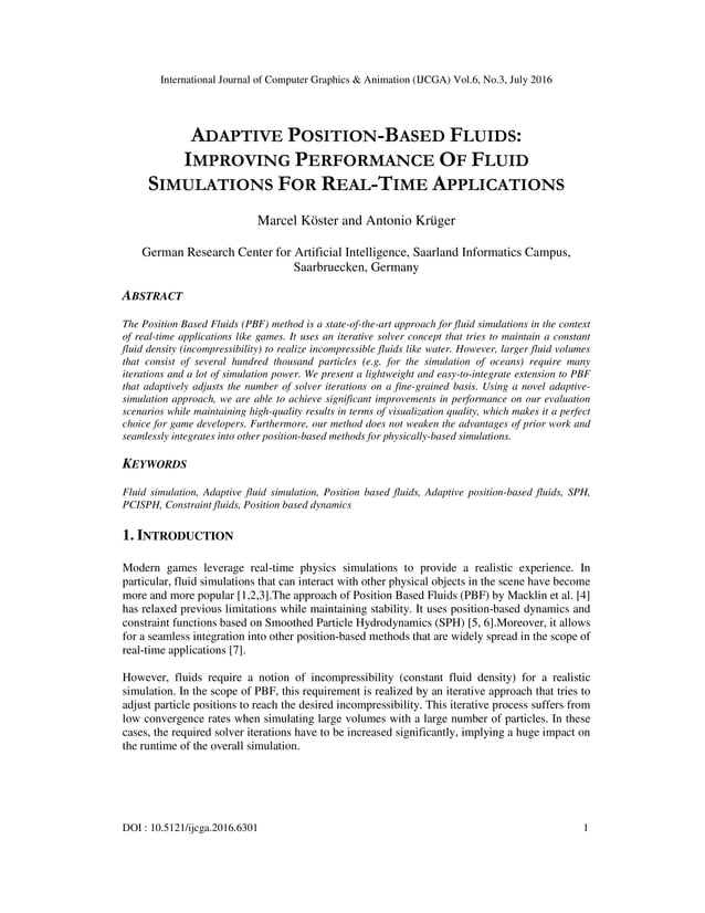 Adaptive Position-Based Fluids: Improving Performance of Fluid Simulations for Real-Time ...