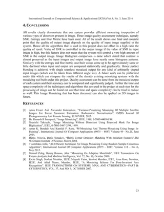 AUTOMATED IMAGE MOSAICING SYSTEM WITH ANALYSIS OVER VARIOUS IMAGE NOISE | PDF