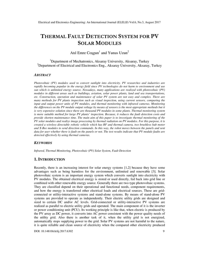 THERMAL FAULT DETECTION SYSTEM FOR PV SOLAR MODULES | PDF