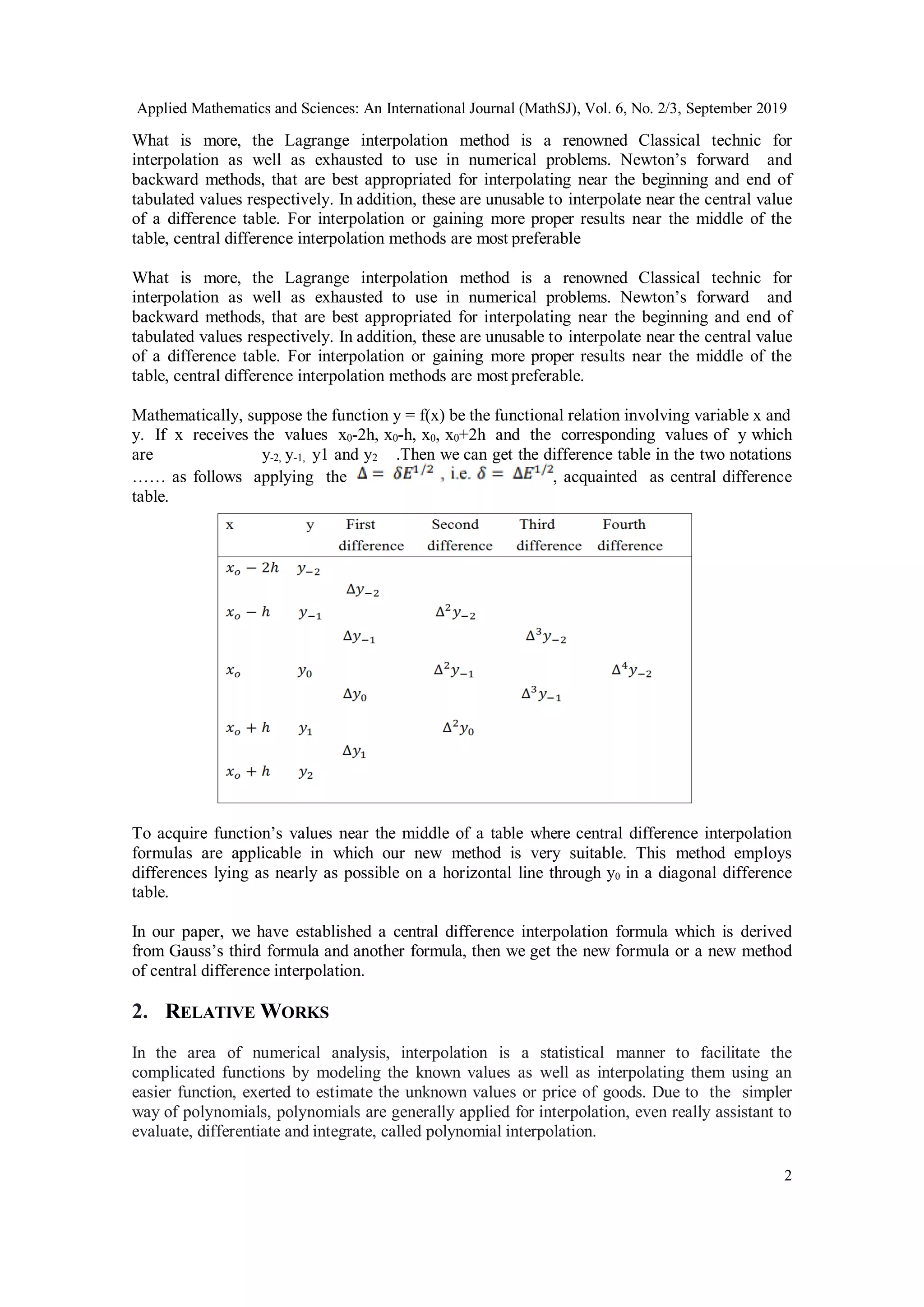 A NEW METHOD OF CENTRAL DIFFERENCE INTERPOLATION | PDF