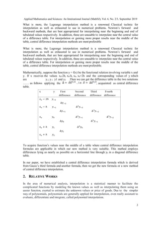 A NEW METHOD OF CENTRAL DIFFERENCE INTERPOLATION | PDF