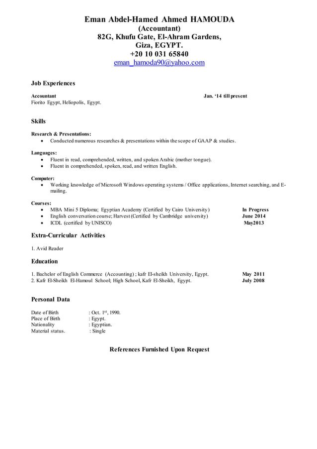 CV for EMAN HAMOUDA | DOCX