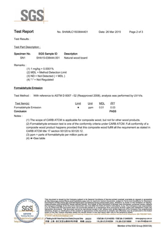 FORMALDEHYDE CERTIFICATEcup2 | PDF