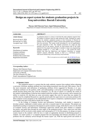 Design an expert system for students graduation projects in Iraq ...