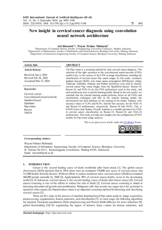New insight in cervical cancer diagnosis using convolution neural network architecture | PDF
