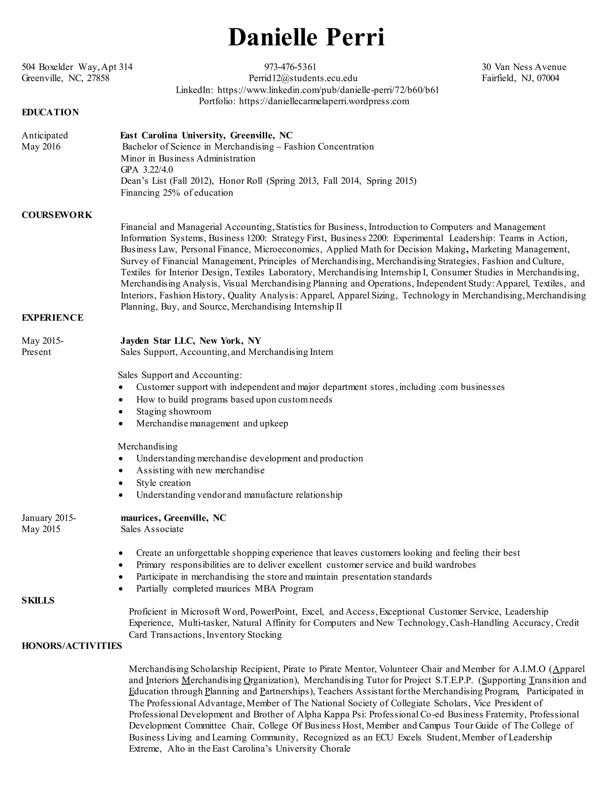 Danielle Perri's Resume 2015 | DOCX