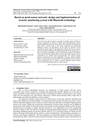 Based on mesh sensor network: design and implementation of security ...