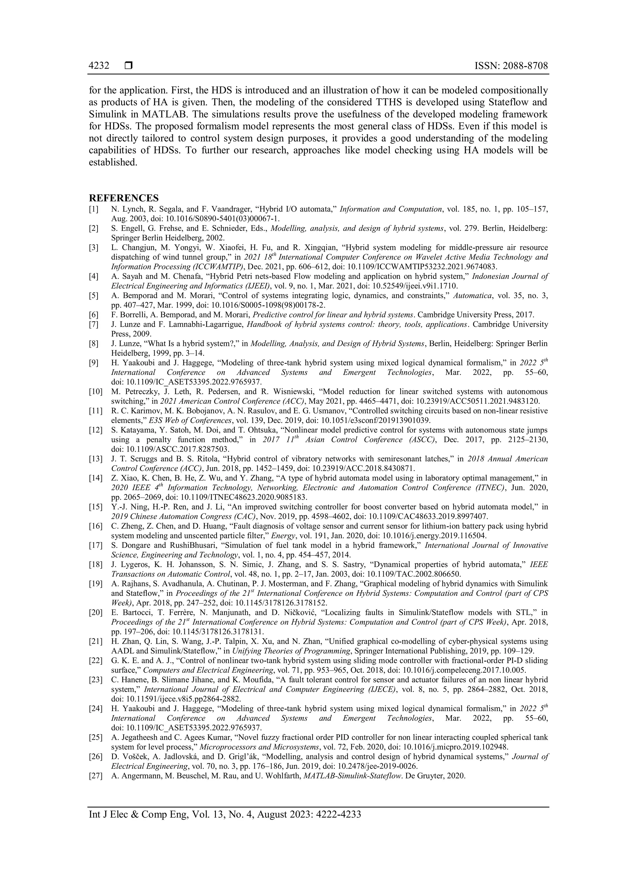 Modeling and simulation of the two-tank system within a hybrid ...