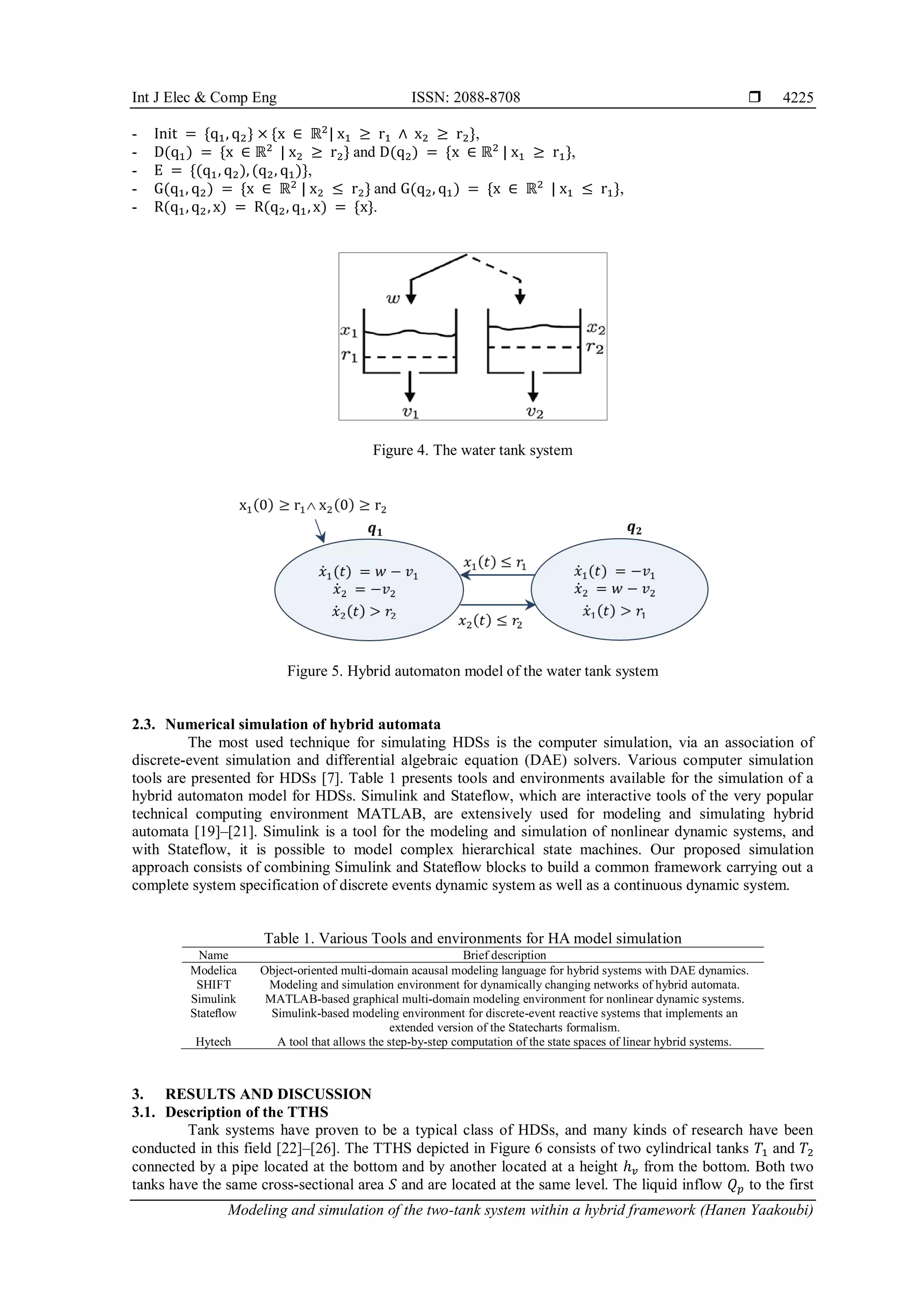 Modeling and simulation of the two-tank system within a hybrid framework | PDF