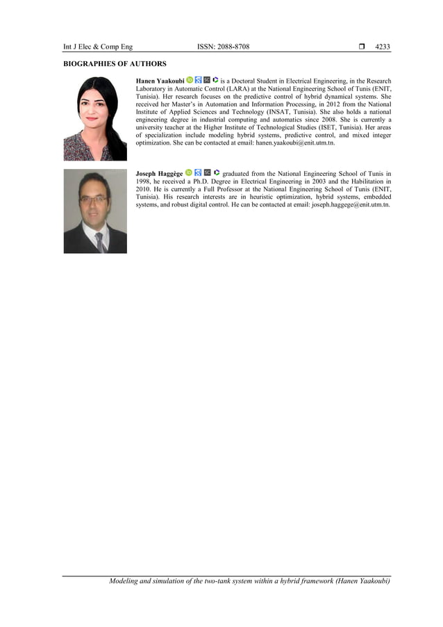 Modeling and simulation of the two-tank system within a hybrid ...