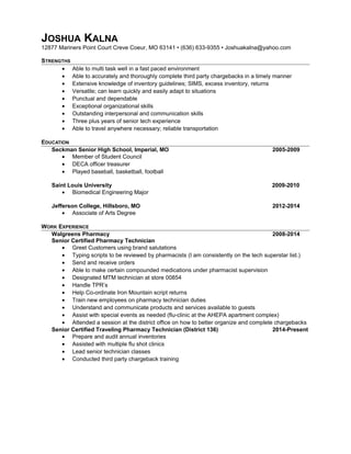 Josh kalna Resume | DOC