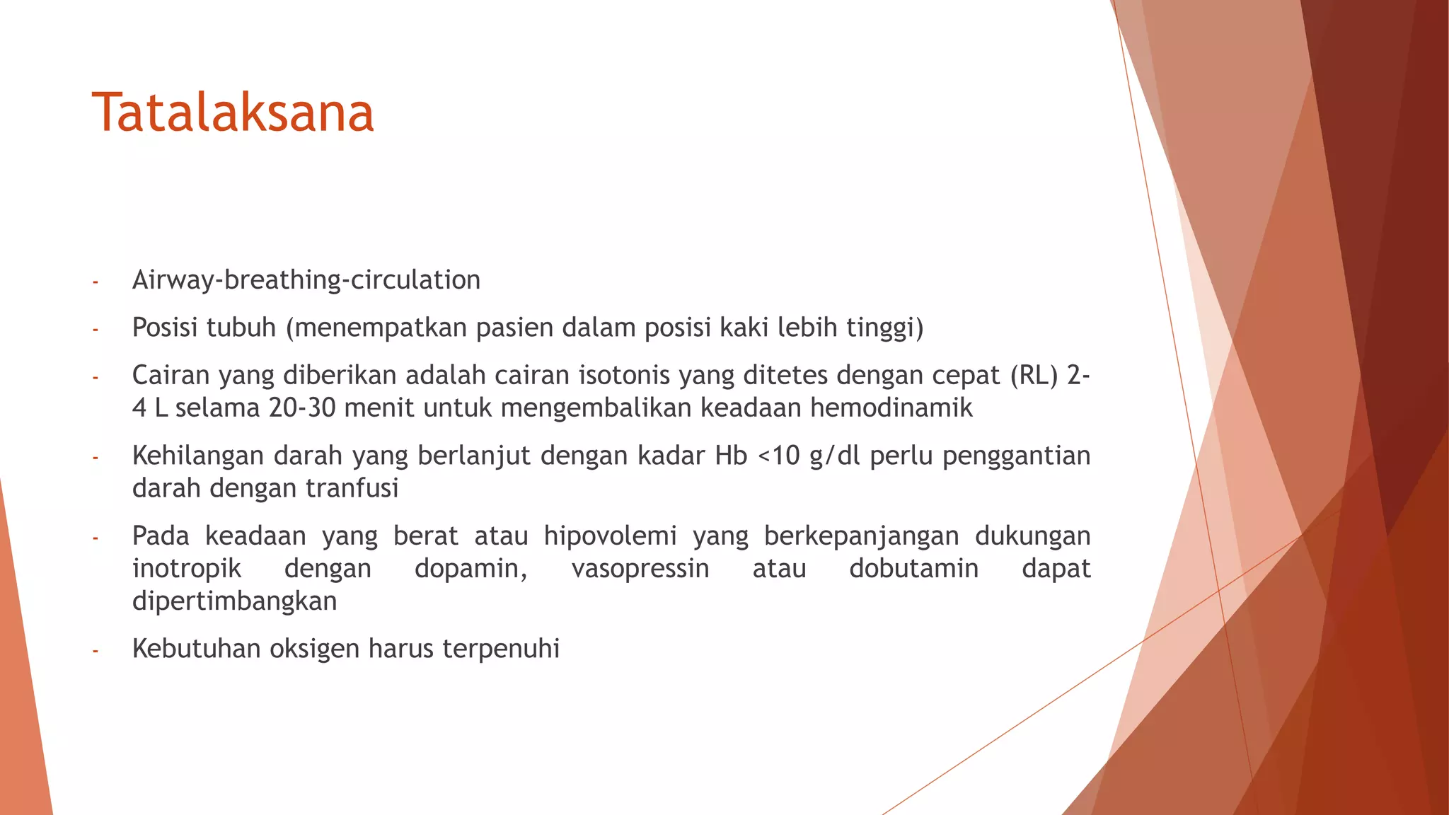 terapi cairan pada tatalaksana dehidrasi dan syok hipovolemik serta ...