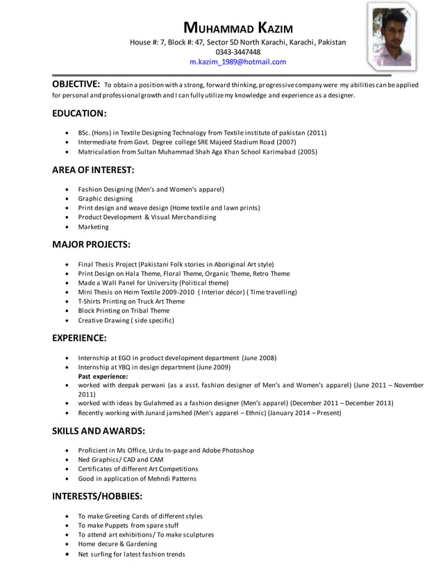 Curriculum Vitae Muhammad Kazim | DOCX