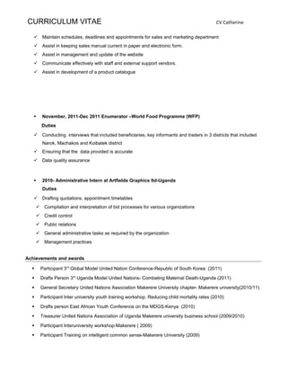 Catherine katile CV 2016 | PDF