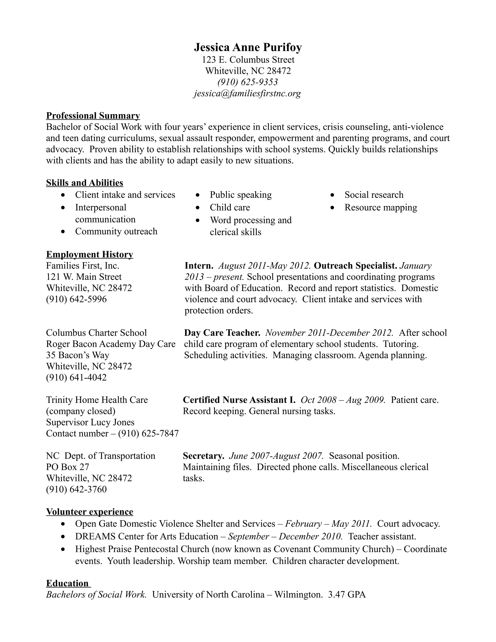 Jessica's resume | DOC