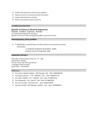 CV - Waseem Odeh - EE | DOCX | Civil Engineering Industry | Industries