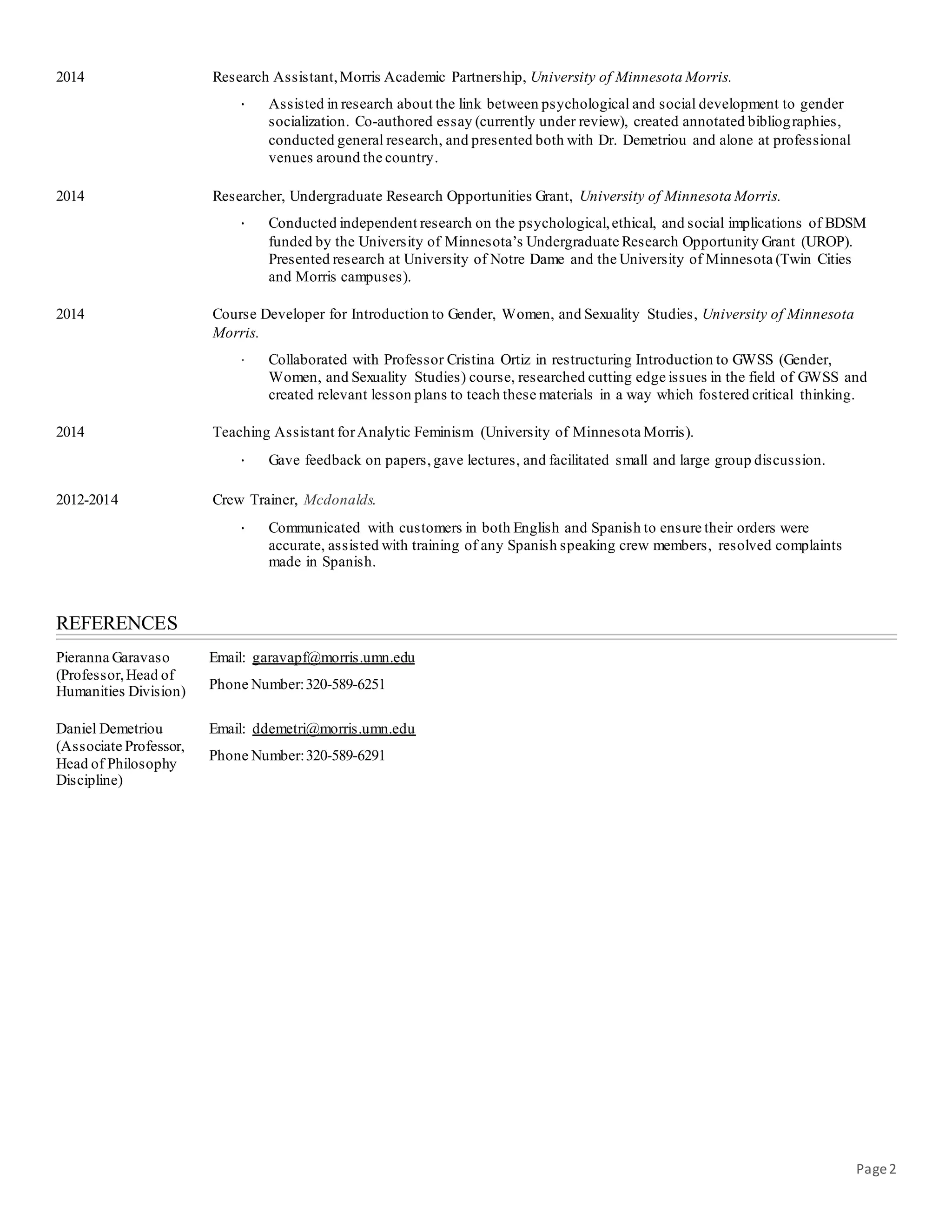 Resume Prideaux Private Sector | DOCX