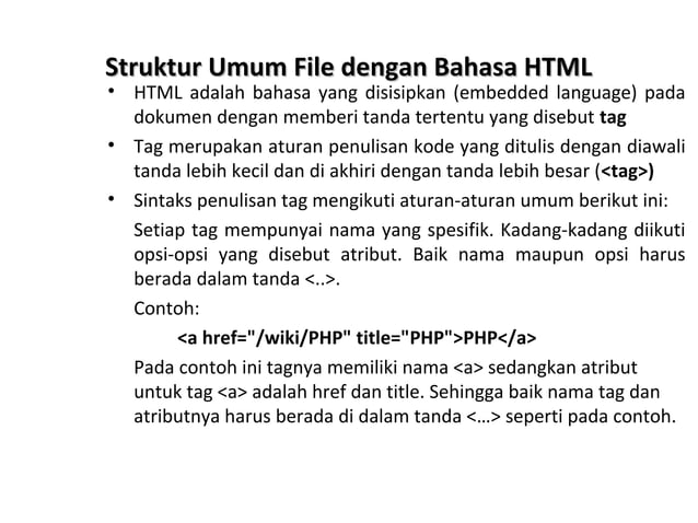 6346 pertemuan21(web statis dengan struktur html) | PPT
