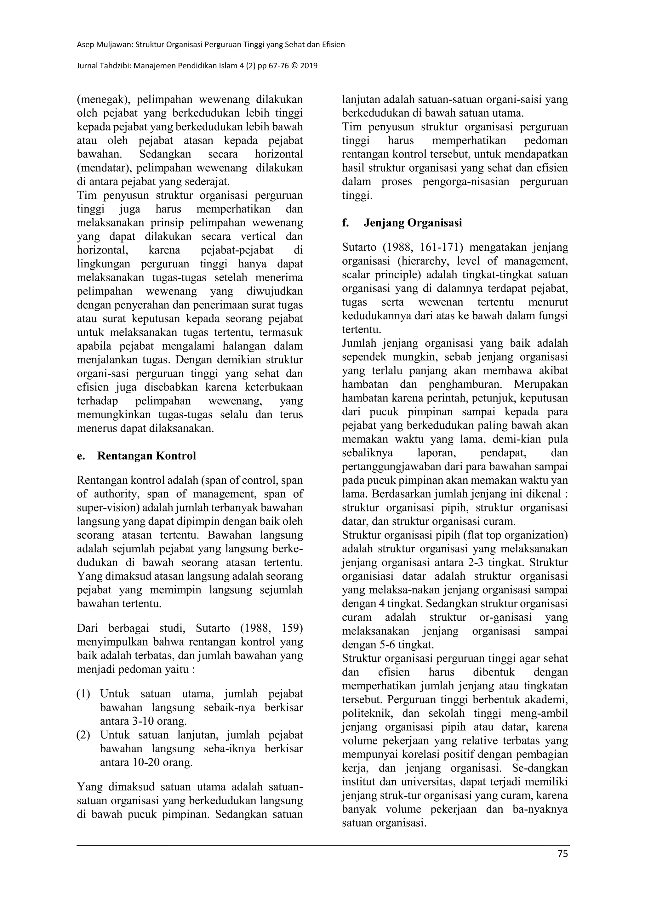 struktur organisasi perguruan tinggi yang sehat dan effisien | PDF