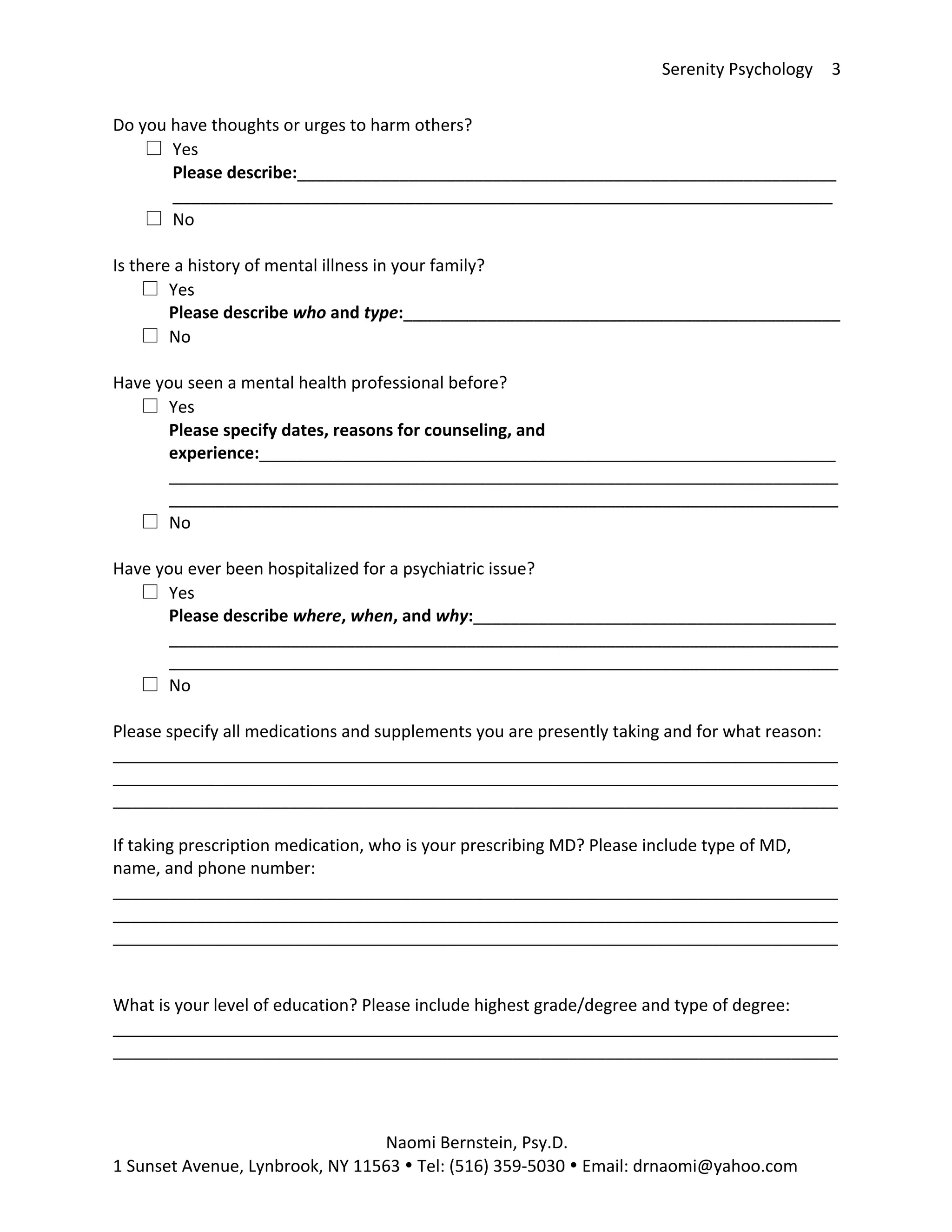 Couples Therapy Intake Questionnaire | PDF