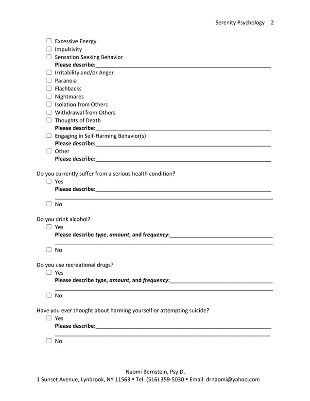 Couples Therapy Intake Questionnaire | PDF