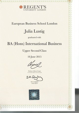 BA Certificate Regent's | PDF