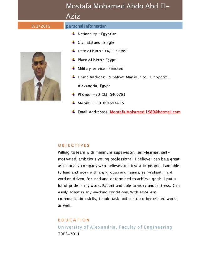 Mostafa Abdo New CV | DOCX