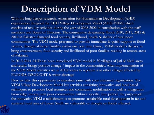 VDM Model Presentation by AHD Hyderabad Pakistan | PDF