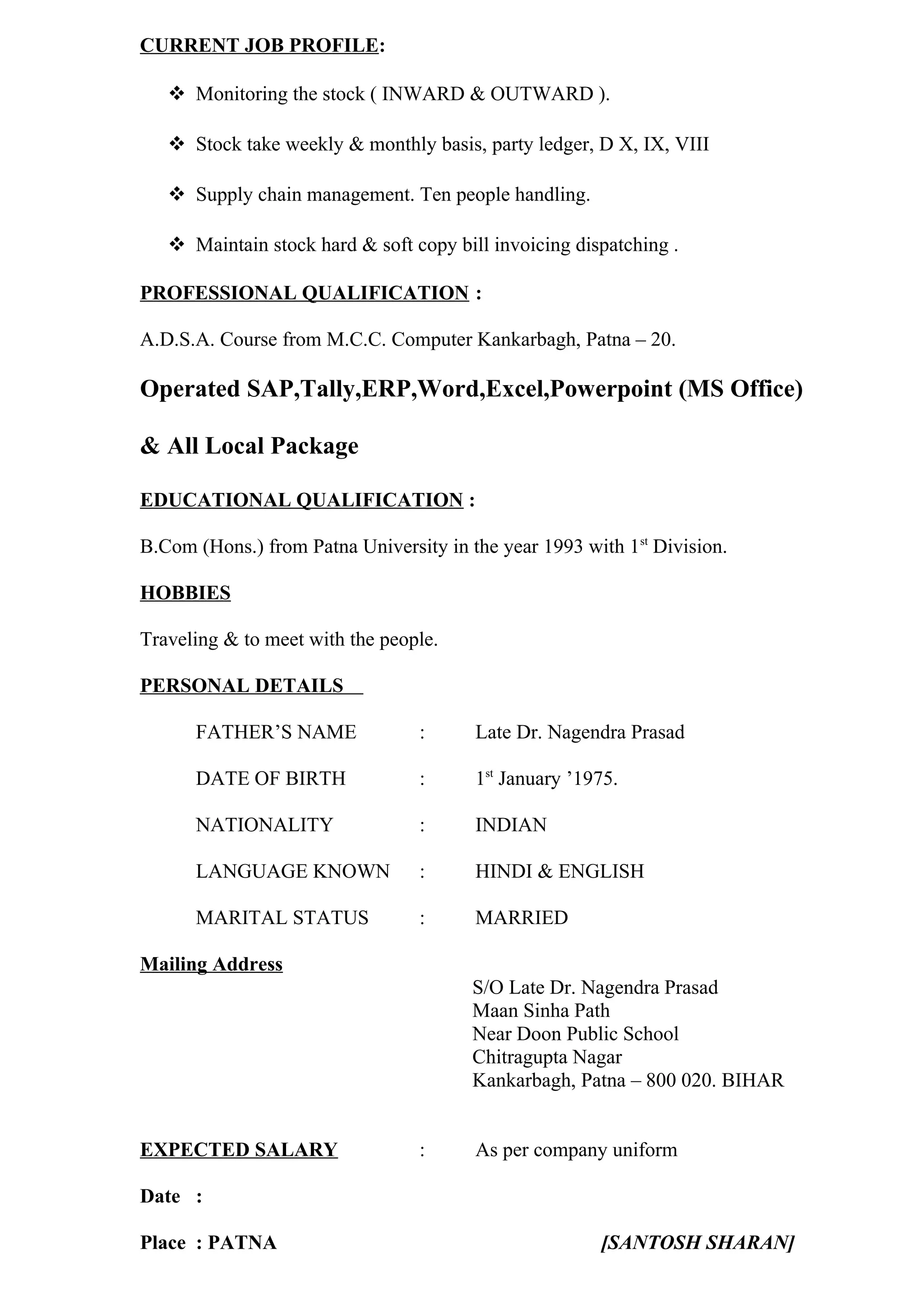 Santosh_Sharan_Resume IVF | PDF