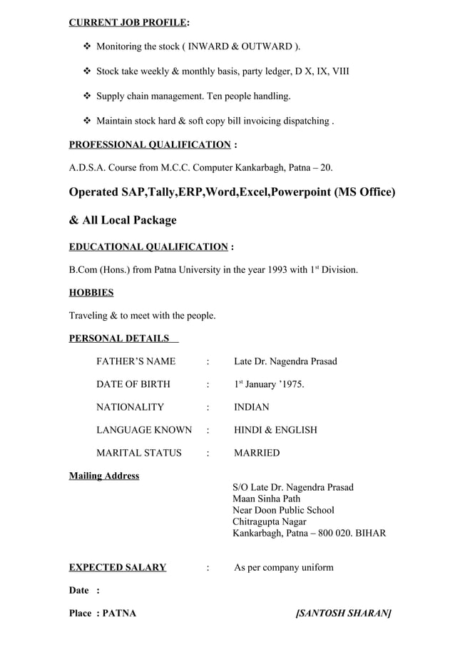 Santosh_Sharan_Resume IVF | DOC