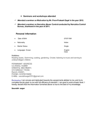 Saurabh Sagar updated Resume | PDF