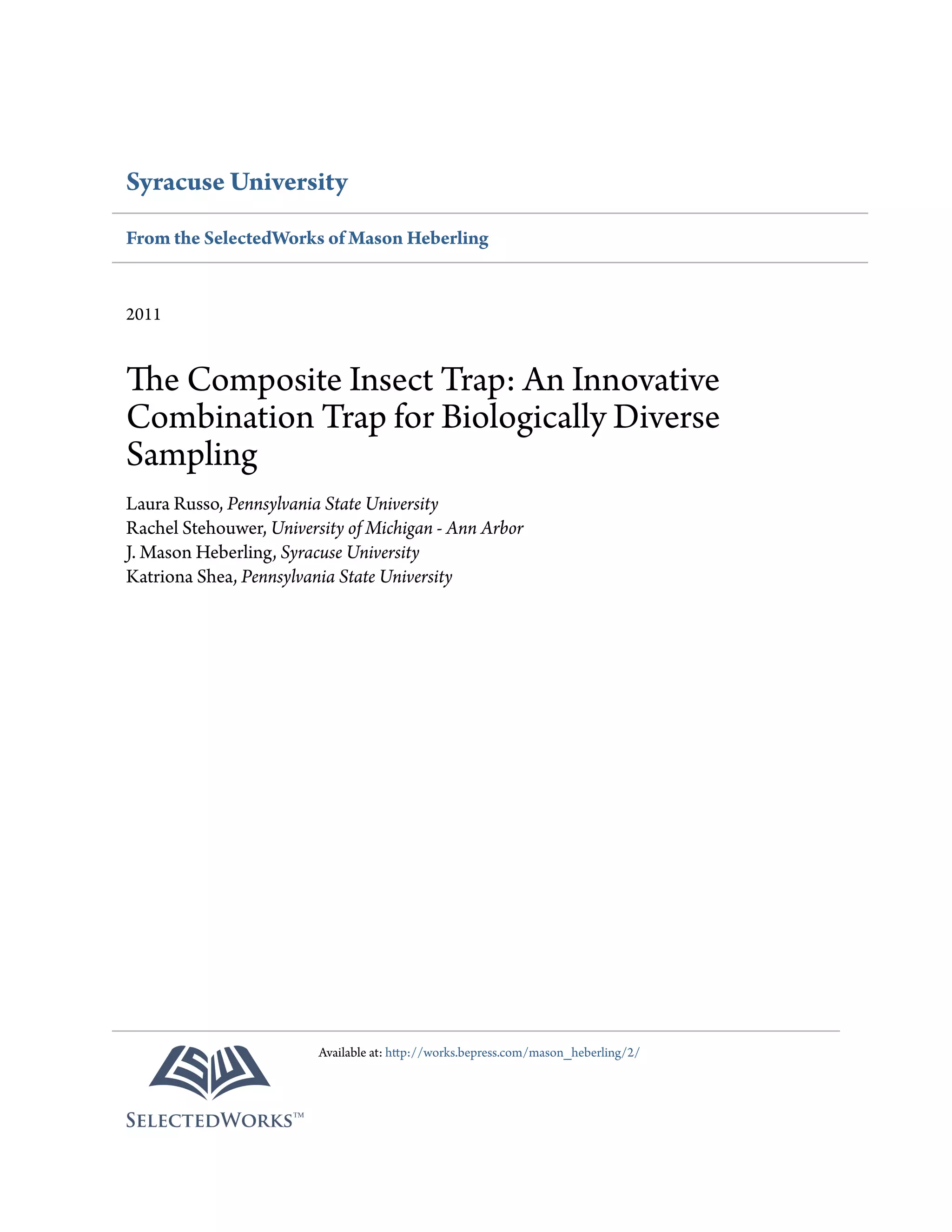 The Composite Insect Trap An Innovative Combination Trap for ...