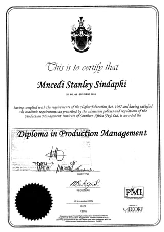 Production Management Diploma | PDF