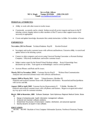 Steven Dale Allison Resume | PDF