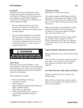 Hussman Rack Installation Manual | PDF